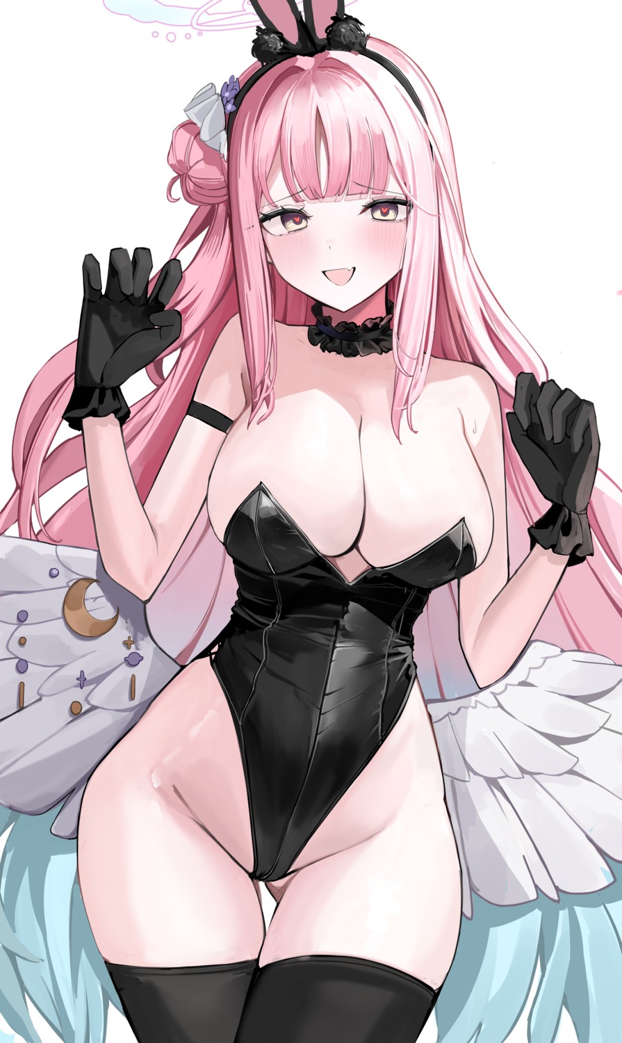 nephthys2356 blue archive misono mika angel animal ears bunny ears bunny girl no bra thighhighs ...